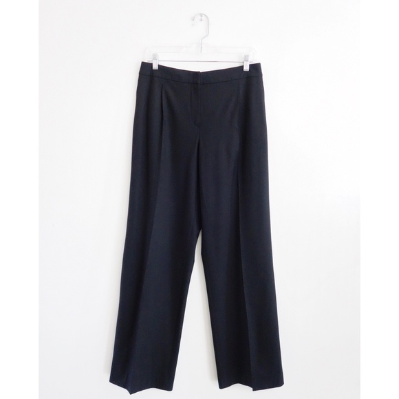 Gunex | Pants & Jumpsuits | Gunex Black Wool Pleated Straight Leg ...